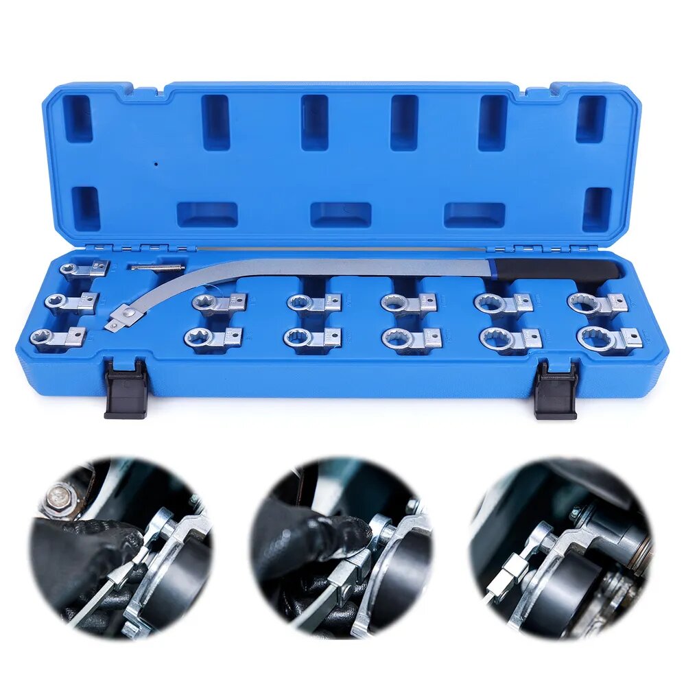 Набор ключей для снятия ремня ГРМ и натяжного ролика, 15 предметов, сталь, 450 мм