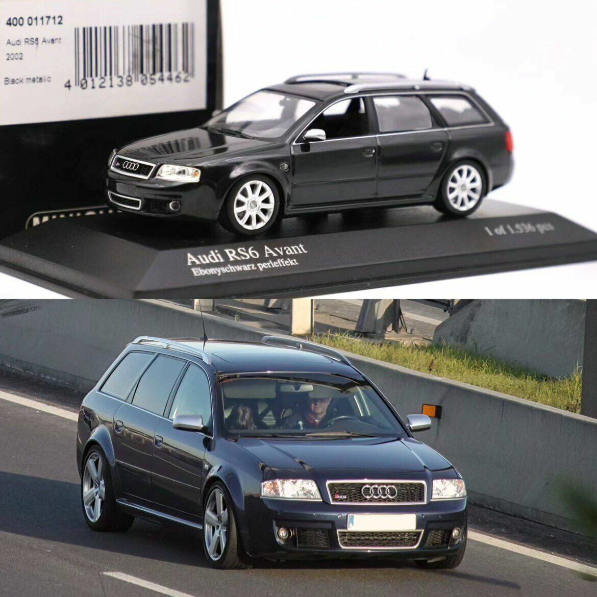 Minichamps Mini Audi RS6 C5 Avant Высокопроизводительный универсал Масштаб 1:43 Черный модель автомобиля