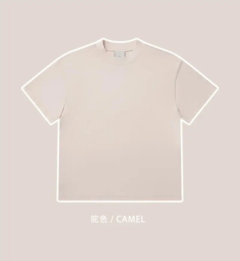 Мужская футболка UETEEY оверсайз из хлопка XL, Бежевый, Camel