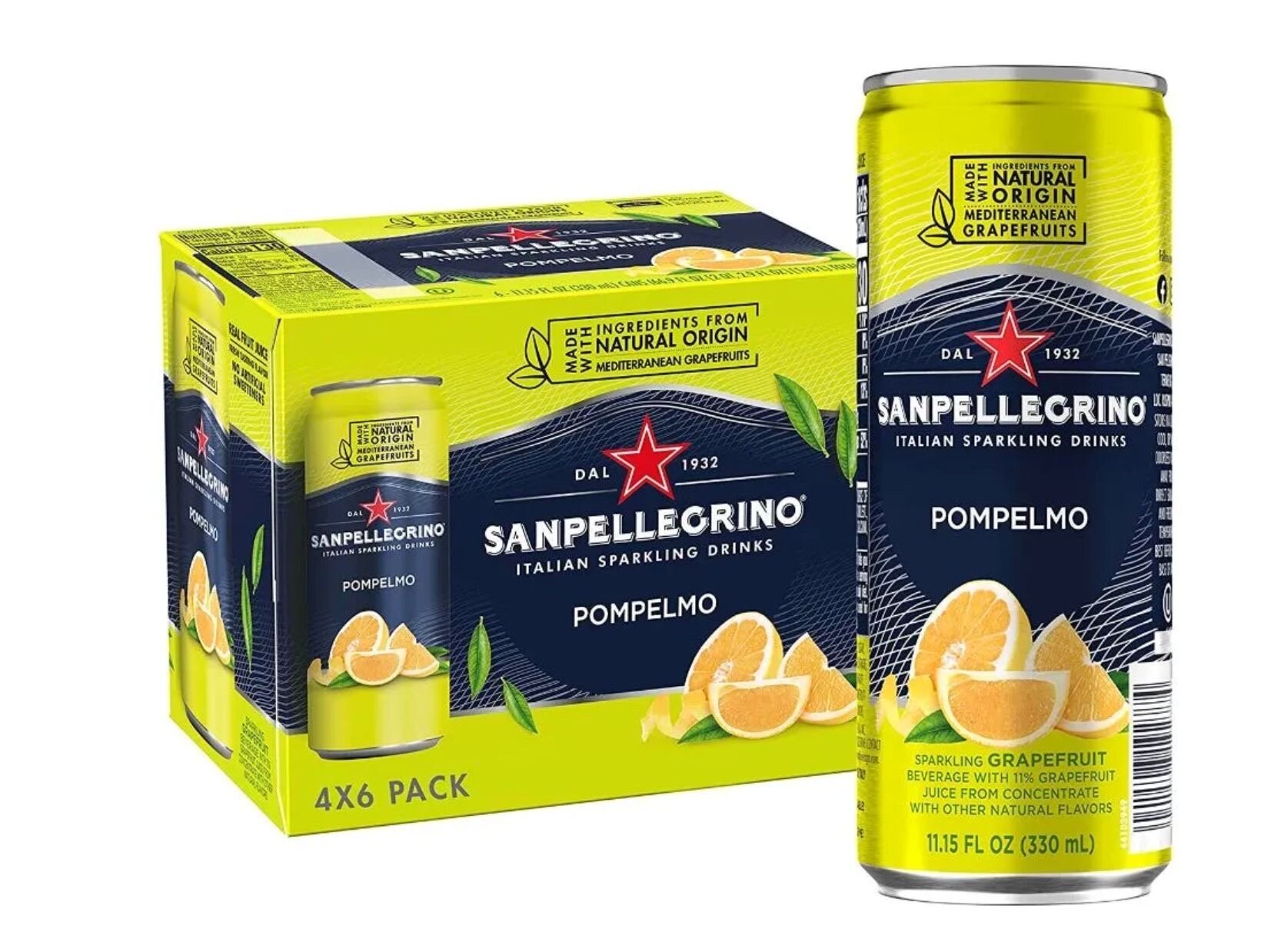 Газированный напиток Sanpellegrino Pompelmo Грейпфрут, 0.33 л, 6 шт.