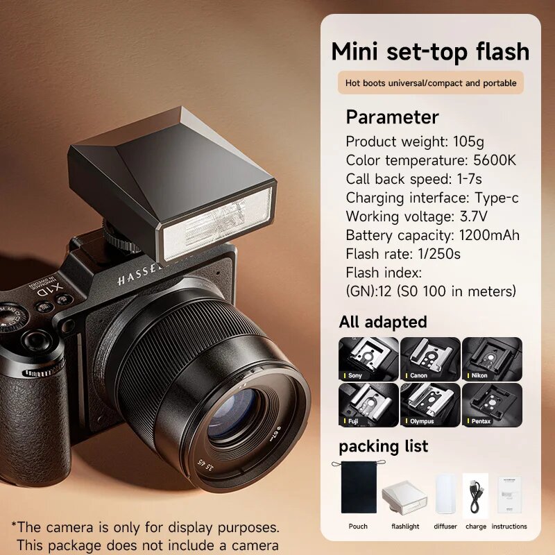 Мини-вспышка Speedlite 5600K, совместимая с Камерами Sony, Canon, Fuji, Nikon, Panasonic, Pentax, Olympus, Leica