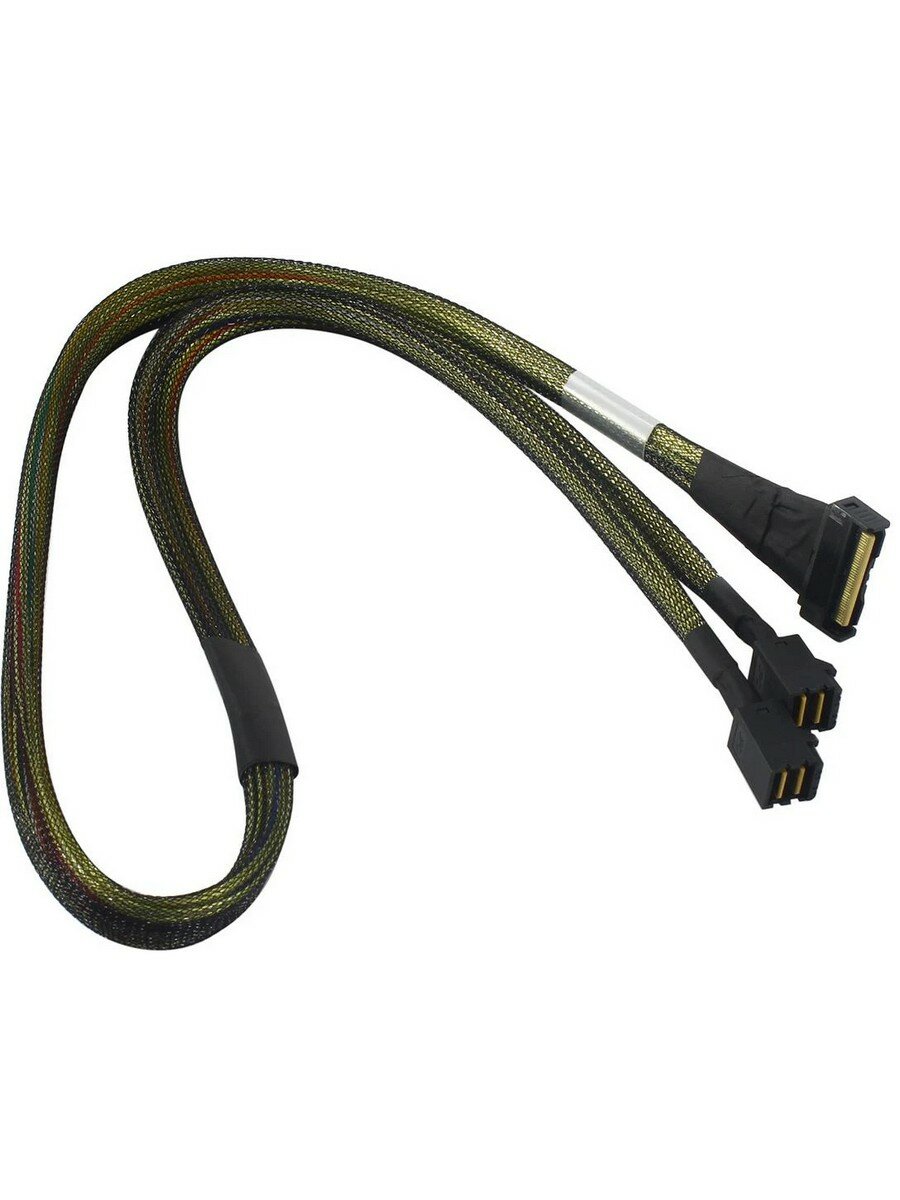Кабель JPC P7356DN10800-1 Cable MCIO x8 74P (прямой Straight Type) -TO- 2x HD MiniSAS 4i 36P (SFF8643, прямой Straight Type) , 85 Ohm, L:80cm