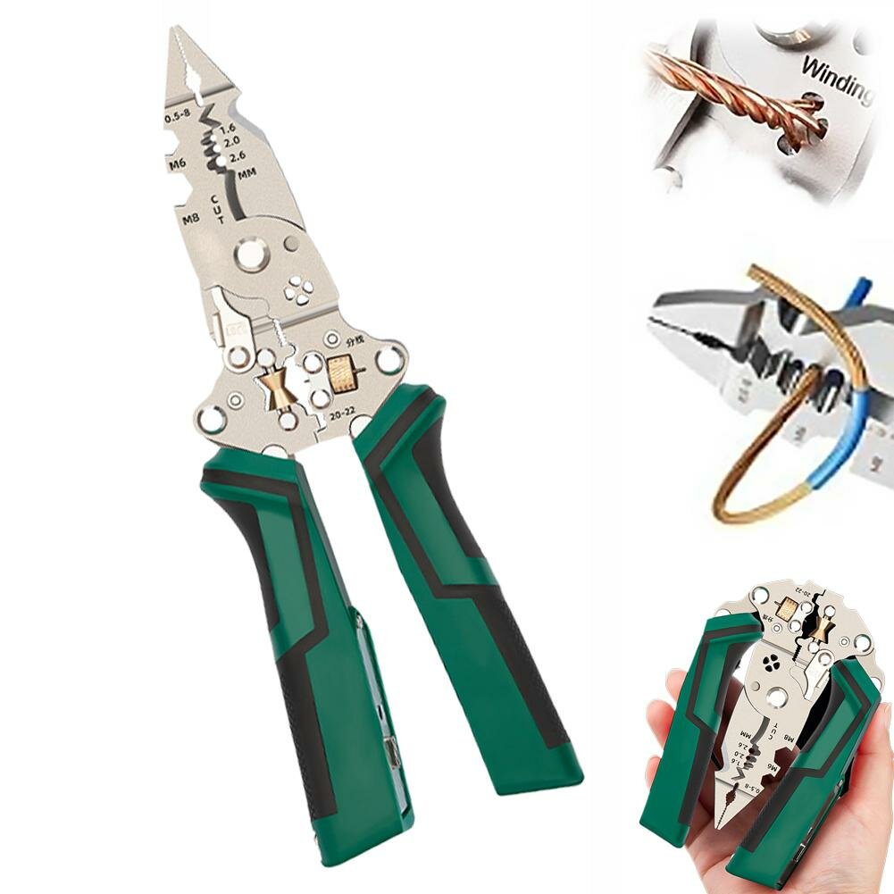 GINTBN 16 в 1 Инструмент для зачистки проводов, складные многофункциональные плоскогубцы для электрика с тестером напряжения для резки и протяжки проводов и кабелей, кабелерезки с плоскогубцами, обжимной инструмент