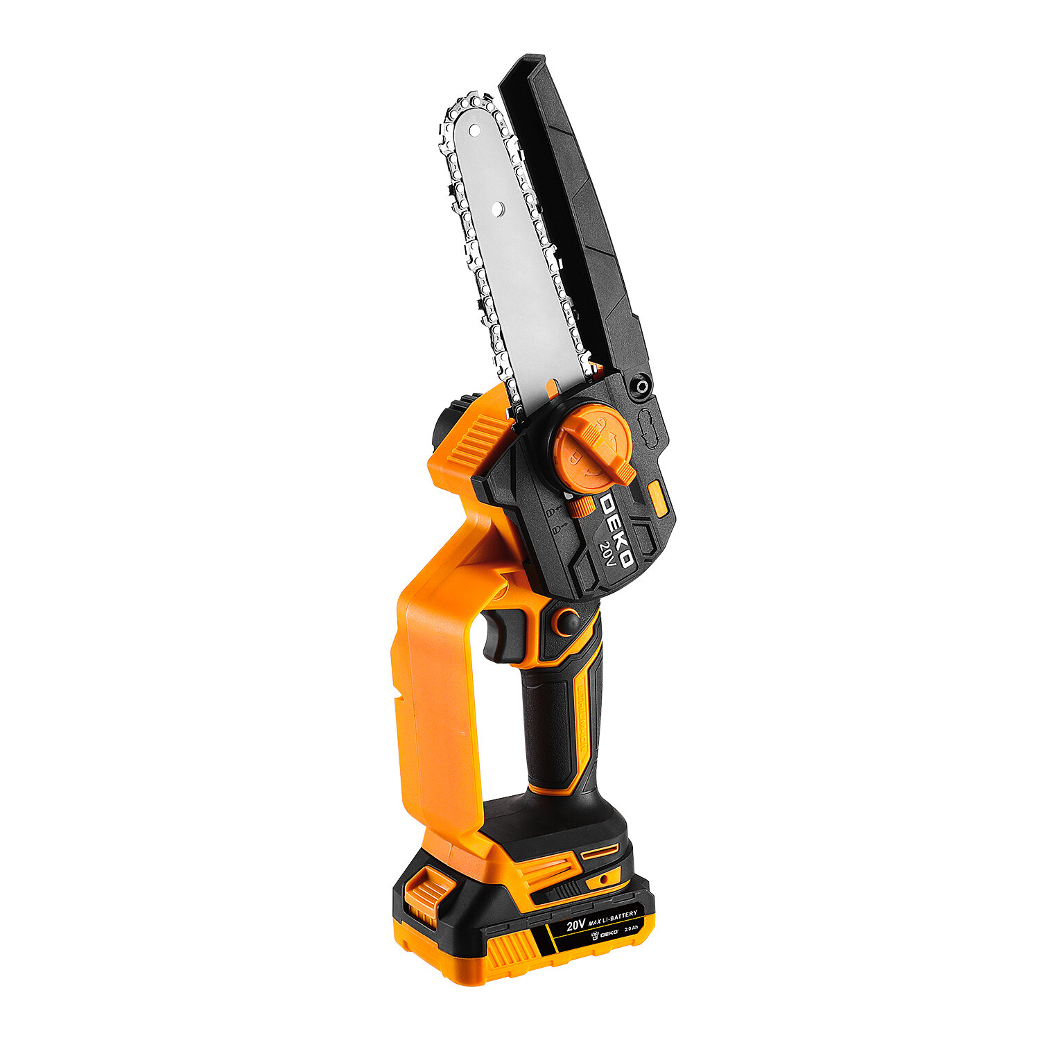 Пила цепная аккумуляторная садовая DEKO (4+6 дюймов, 2 цепи, 2 шины, 2 батареи в кейсе) DKCHS 20-6 PRO