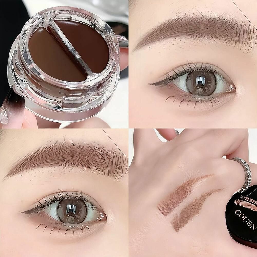 Двухцветная помадка для бровей 2-в-1 с эффектом диких бровей , стойкая и водостойкая, тени для контуринга и носа, с кисточкой, 4г