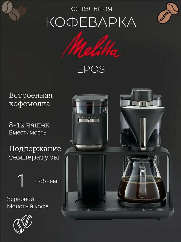 Melitta Кофеварка капельная 1024-01, черный, серебристый