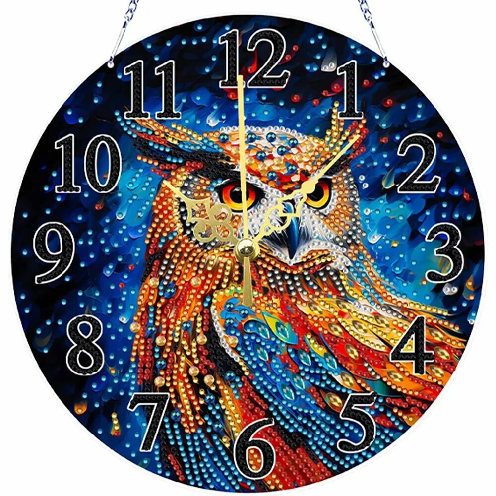 DIY часы с кристаллами в виде совы из эпоксидной смолы, 238 мм - Набор для сборки