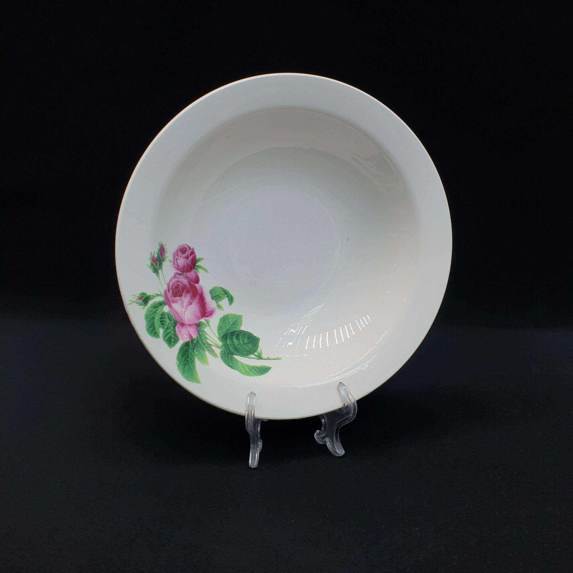 Винтажная суповая тарелка Чайка, фаянс деколь 20 см, СССР