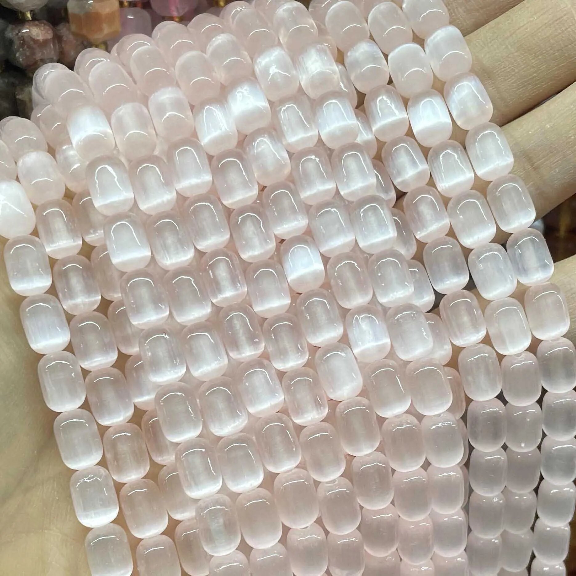 Селенит бусины SYSRXLR 6x9 мм Pink