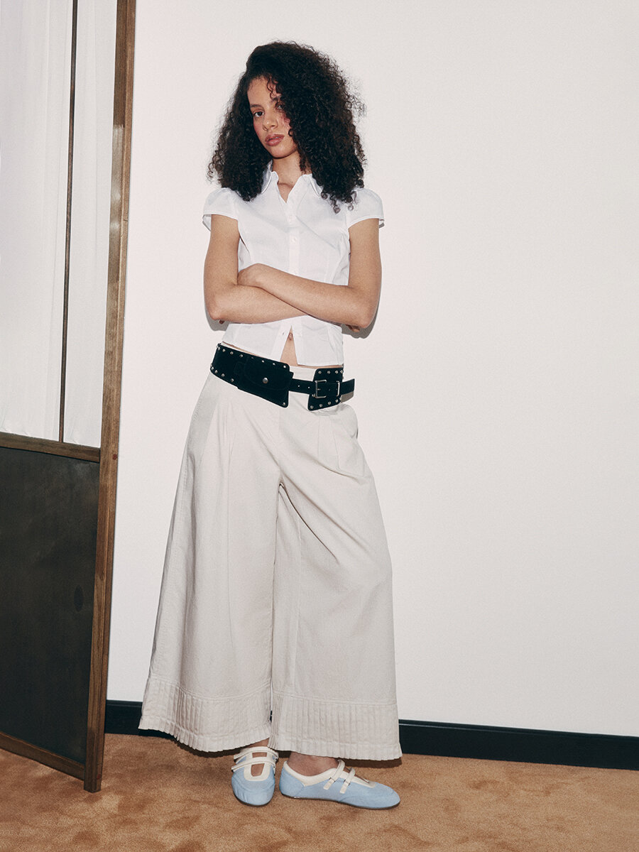 Брюки широкие хлопковые со средней посадкой