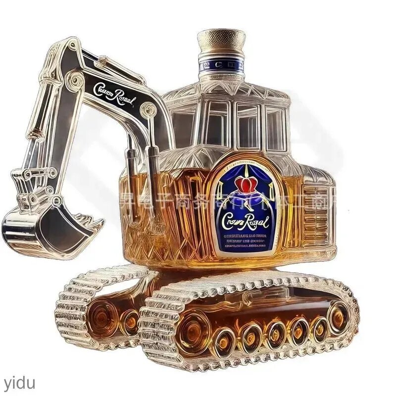 Стеклянная бутылка для виски в форме экскаватора, оригинальная, для бара и декора — фото 1