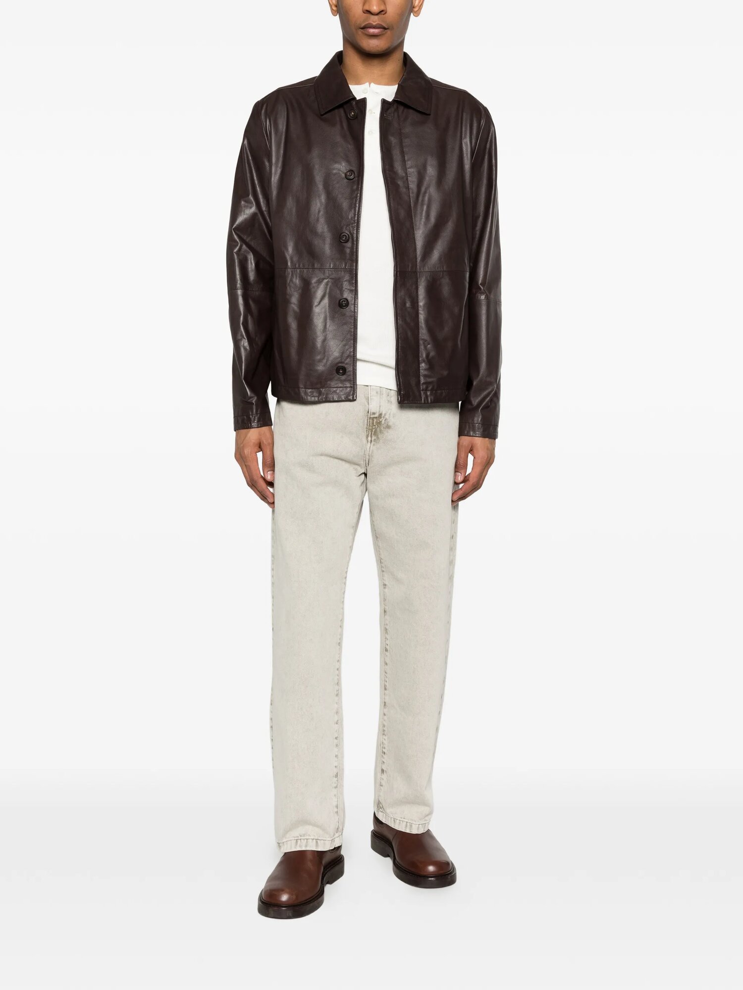 Куртка Corneliani Pocket bovine-leather jacket, размер 52, коричневый — фото 1