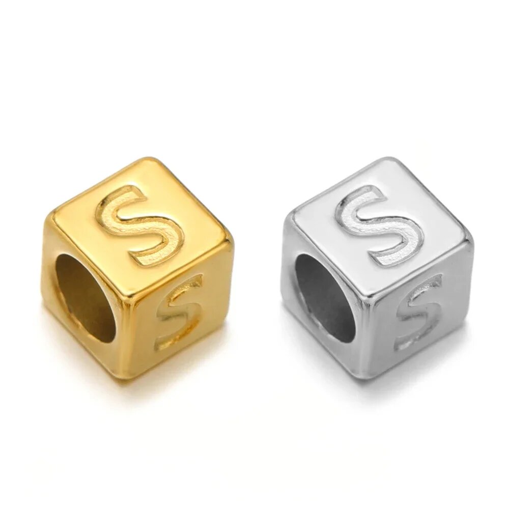 Кубик-шарм из нержавеющей стали, цвет S, Gold color
