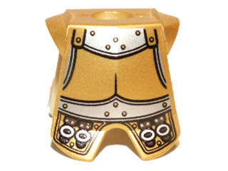 Minifigure Armor Breastplate with Leg Protection with Conquistador Silver Buckles Pattern, 2587pb30 Metallic Gold N