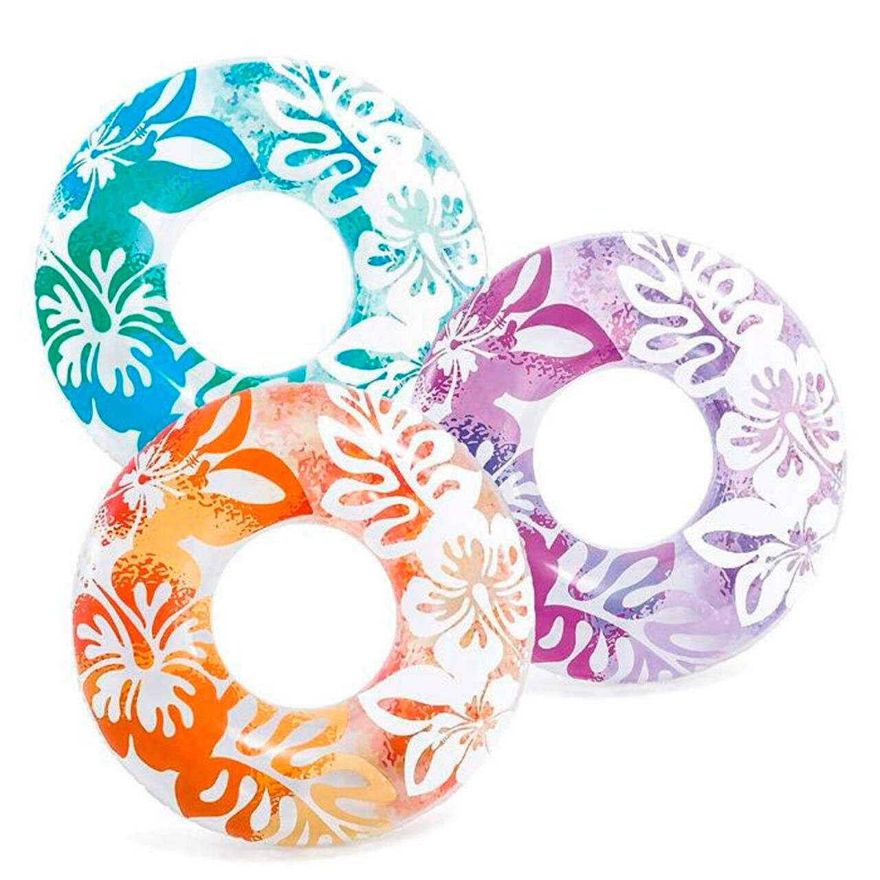 Надувной круг INTEX CLEAR COLOR, для детей от 9 лет, 3 цвета, 91см 1 шт