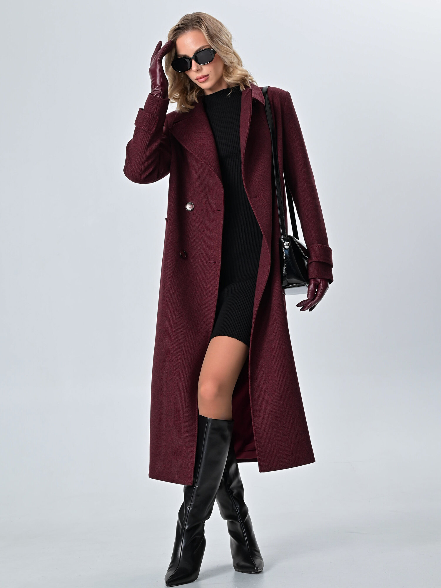 Пальто шерстяное демисезонное длинное