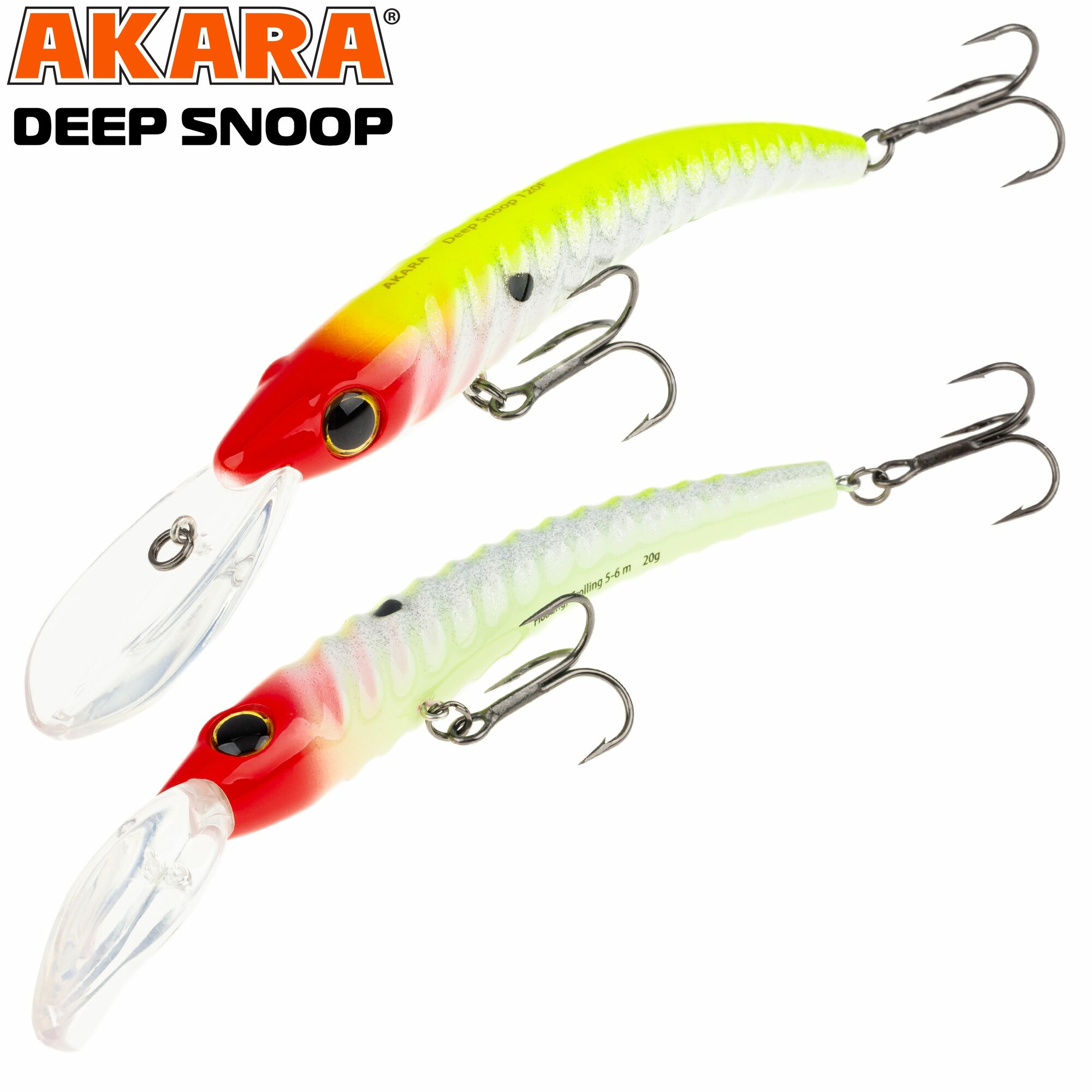 Воблер Akara Deep Snoop 120F минноу плавающий для троллинга на щуку, судака, сома 21гр A302