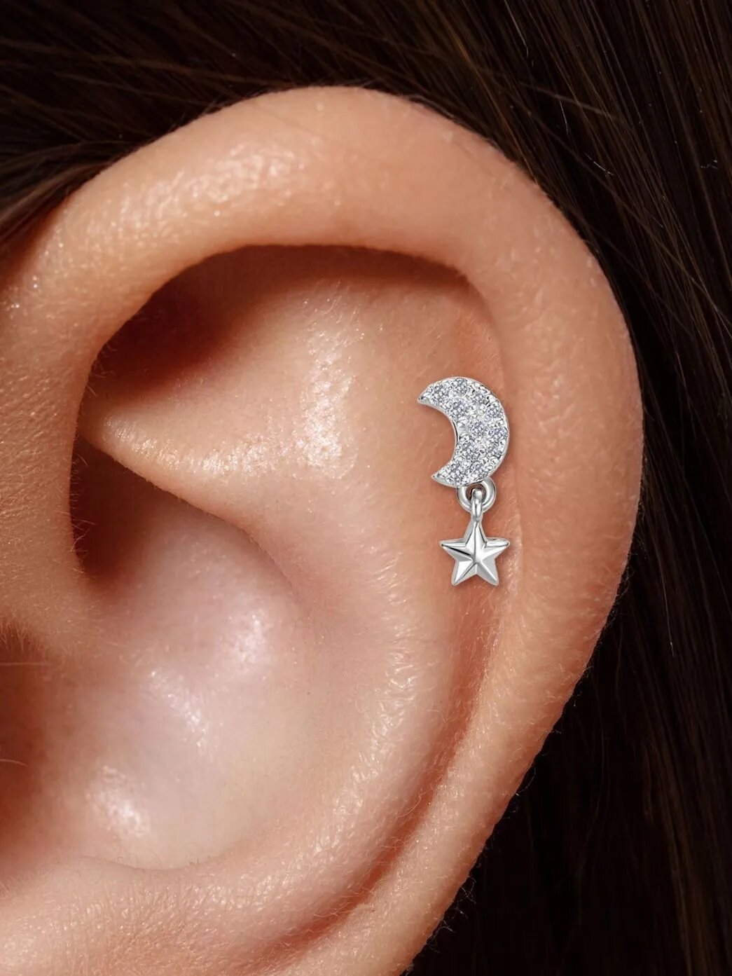 Пирсинг Vesna, белое золото, 585 проба, родирование, бриллиант