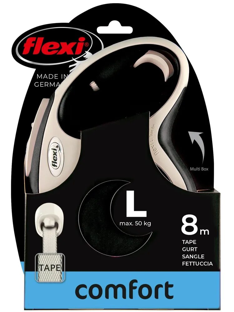 Поводок рулетка для собак Flexi Comfort лента L 8м до 50кг с рукояткой soft-touch