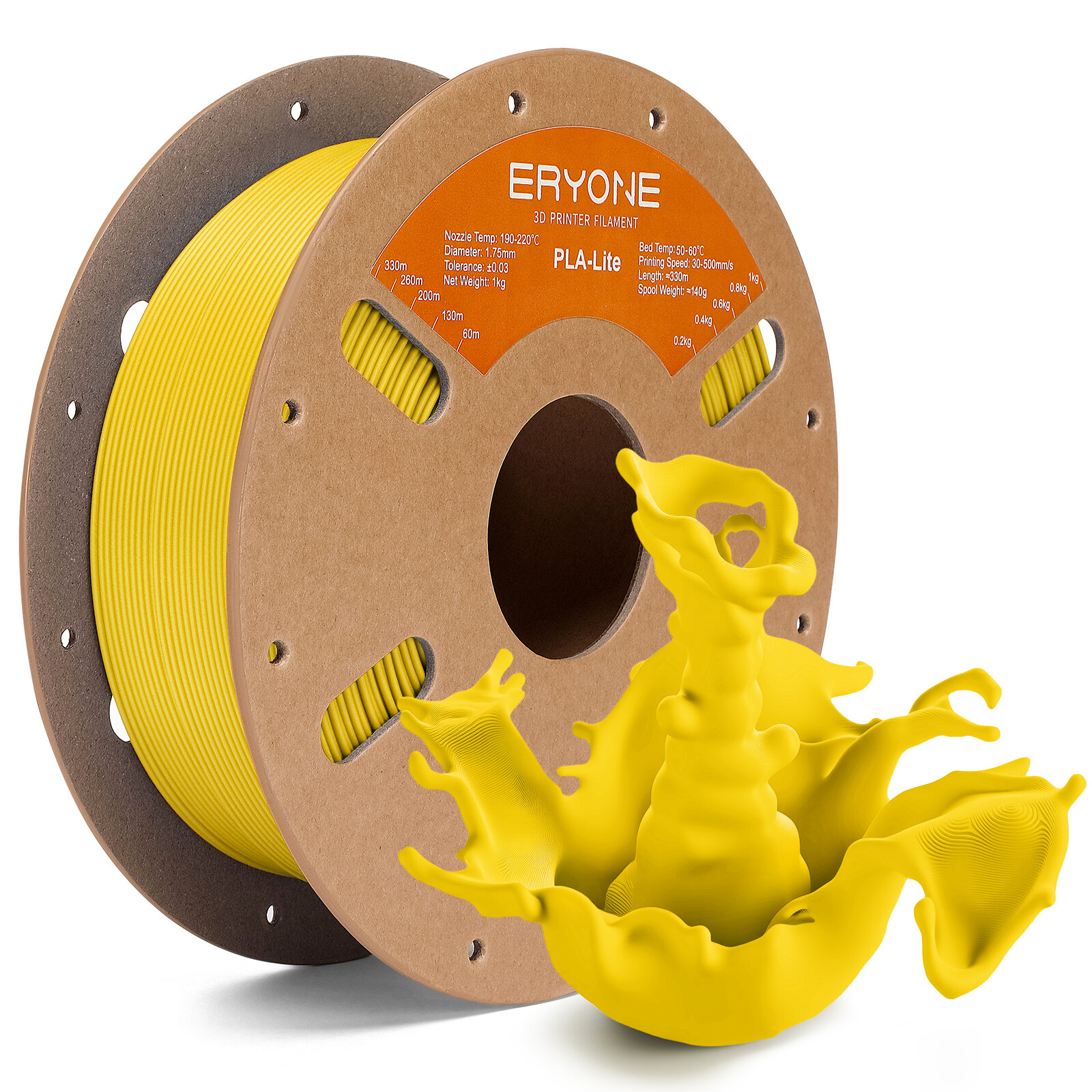 Пластик PLA Lite Bright Yellow 1.75mm/1KG Филамент ERYONE PLA-Lite Ярко-Желтый