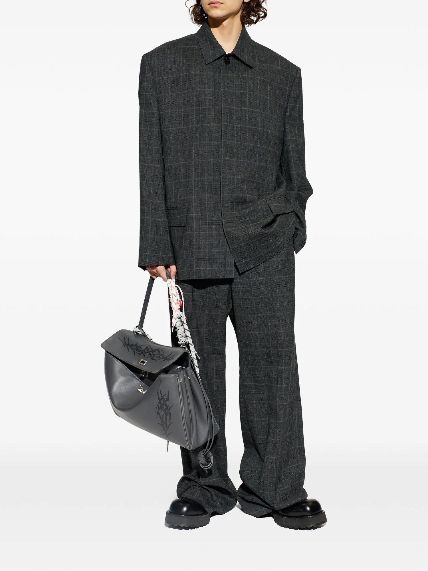 Куртка BALENCIAGA Check jacket, размер 48, grey — фото 1