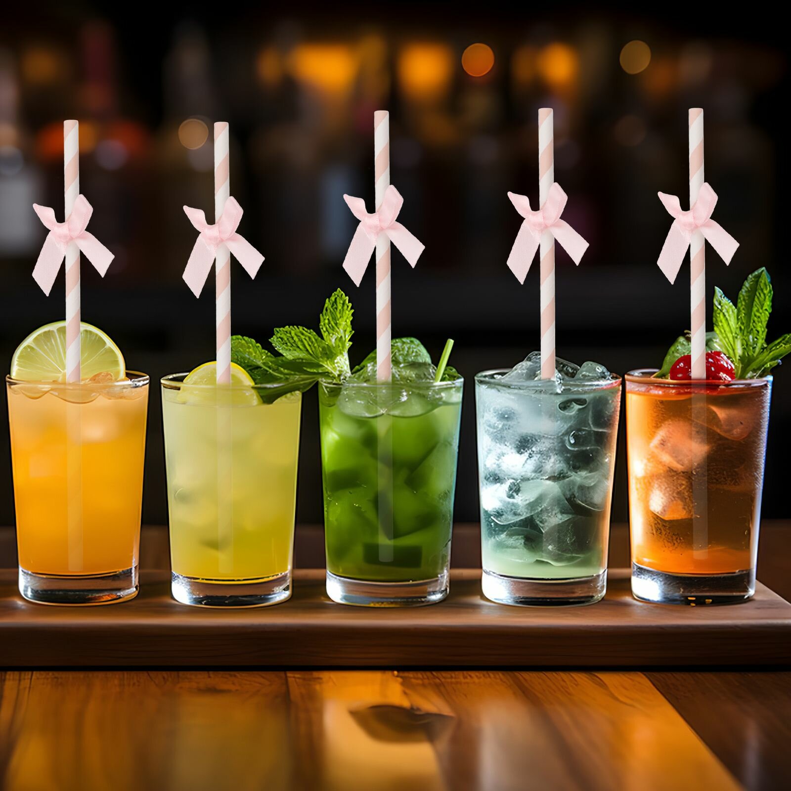 Праздничные бумажные трубочки с розовым бантиком для декора и вечеринок, 30 шт