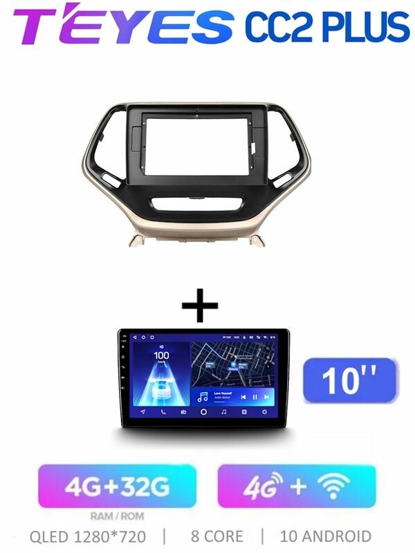 Магнитола 10" Teyes CC2 Plus 4/32 Gb для Jeep Cherokee 5 KL 2014-2018