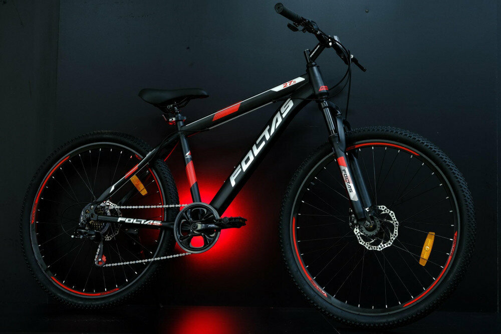 Велосипед горный FOLTAS, 27,5 дюймов, 17 рама, черный/красный, рост 155–175см