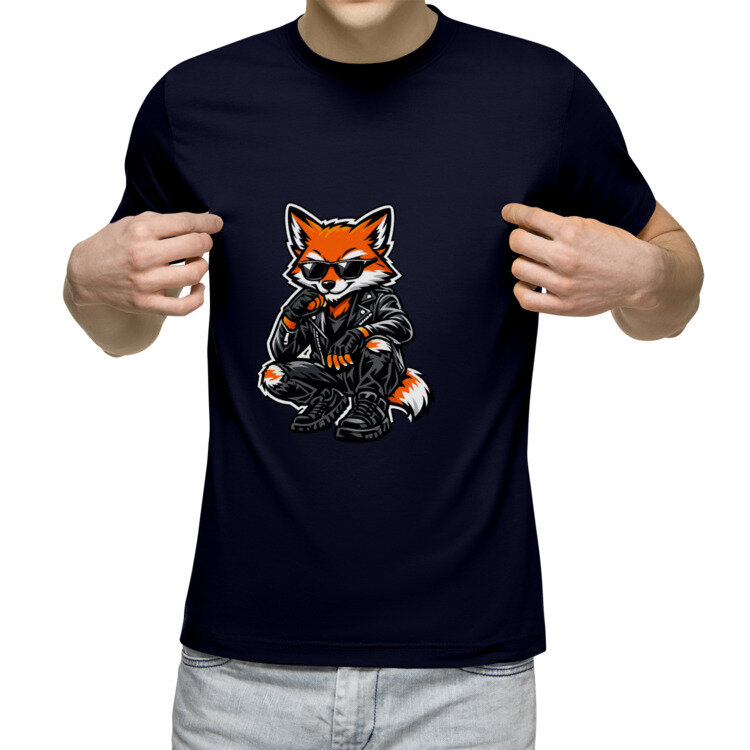 Мужская футболка «Лисий стиль» (темно-синий, 3XL)