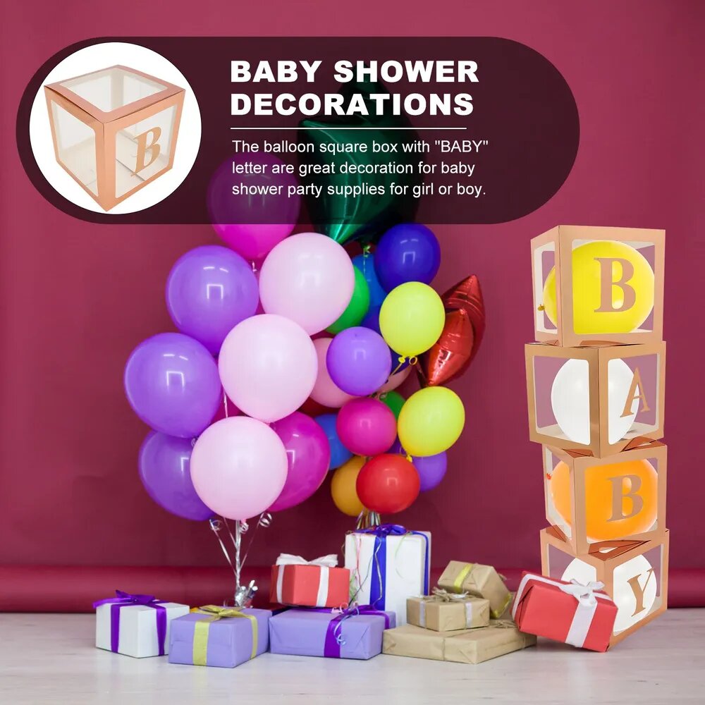 Квадратная бумажная коробка для воздушных шаров розовое золото для декора детского праздника