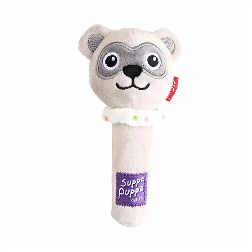 Игрушка для собак "Мишка", для снятия стресса, бежевая, с пищалкой, 15см