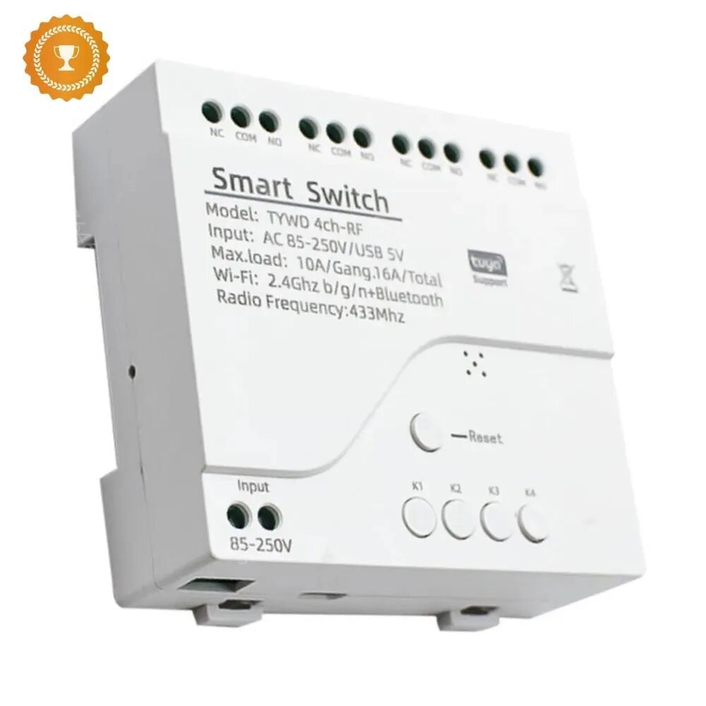 GM Tuya Smart Wifi Motor Switch Module RF 433 Радиопульт дистанционного управления 4CH Inching Relay для Alexa Home, AC85-250V