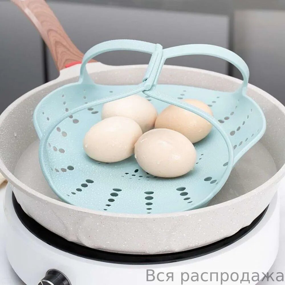 Пароварка "Вставка-пароварка", силикон, голубой, 24 см, 2 литра