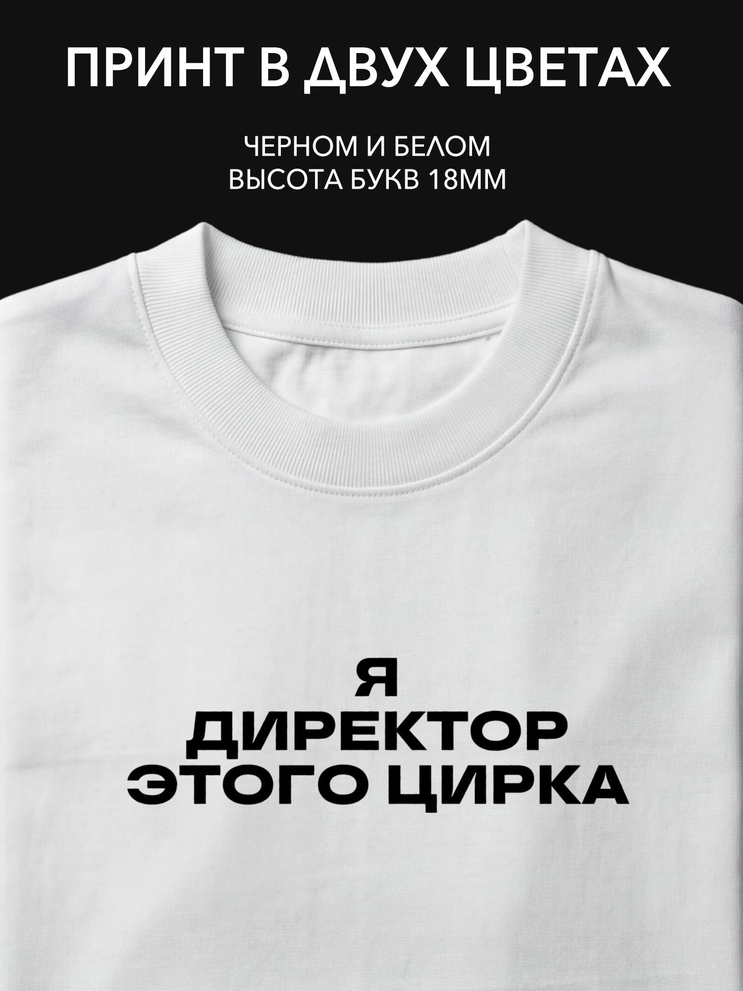 Термопринт надпись "Я директор этого цирка" для одежды яркий принт на футболку, худи или свитшот для офиса и работы.