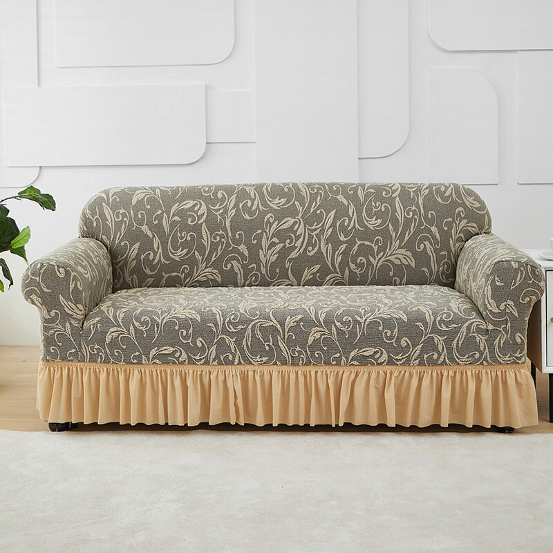 Вязаный чехол для дивана, полностью закрывающий, утолщенный, нескользящий, с юбкой, чехол для дивана, чехол для подушки, эластичный пылезащитный чехол для всех сезонов.