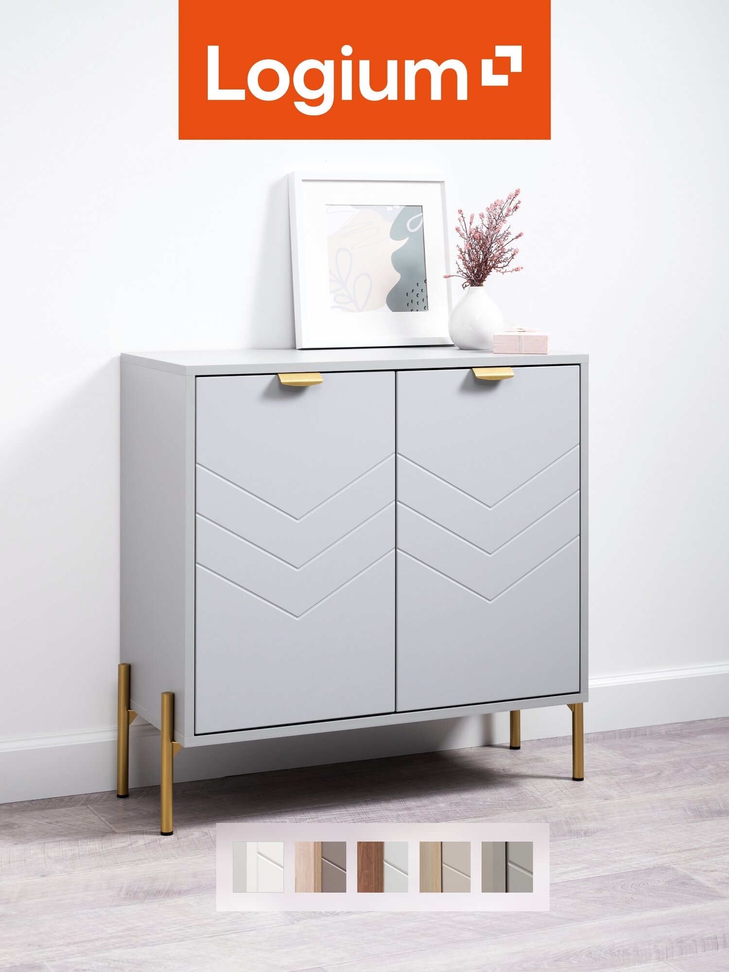 Комод для вещей с дверцами, 79х34х76 см, Венеция 16.229.02, Шиншилла серая, Серый опал софт