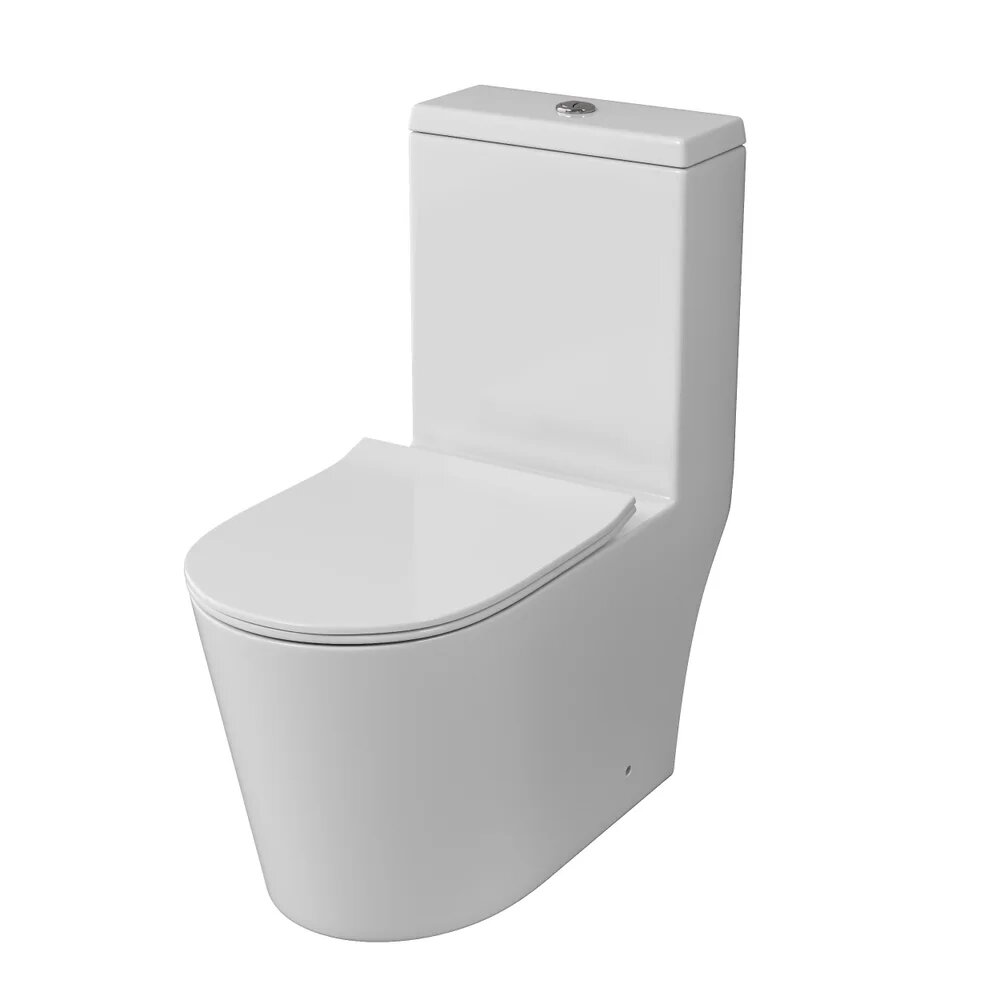 Унитаз-моноблок напольный Grossman Classic GR-4487SQ с микролифтом, безободковый, антивсплеск, фаянсовый, белый, глянцевый, овальный, сиденье для унитаза в комплекте