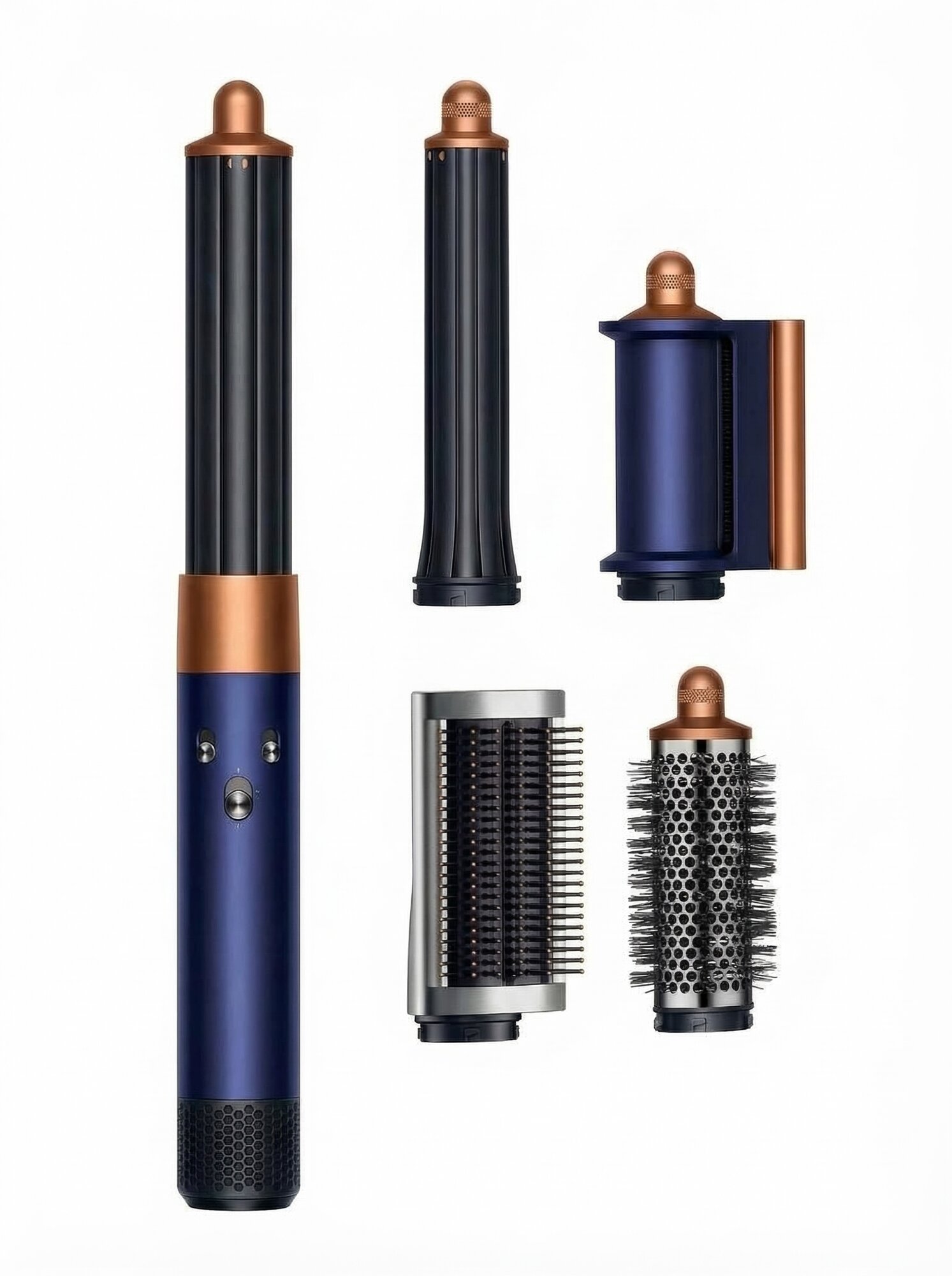 Профессиональный стайлер для волос, плойка для локонов, фен с насадками для укладки расческа 5 в 1, синий