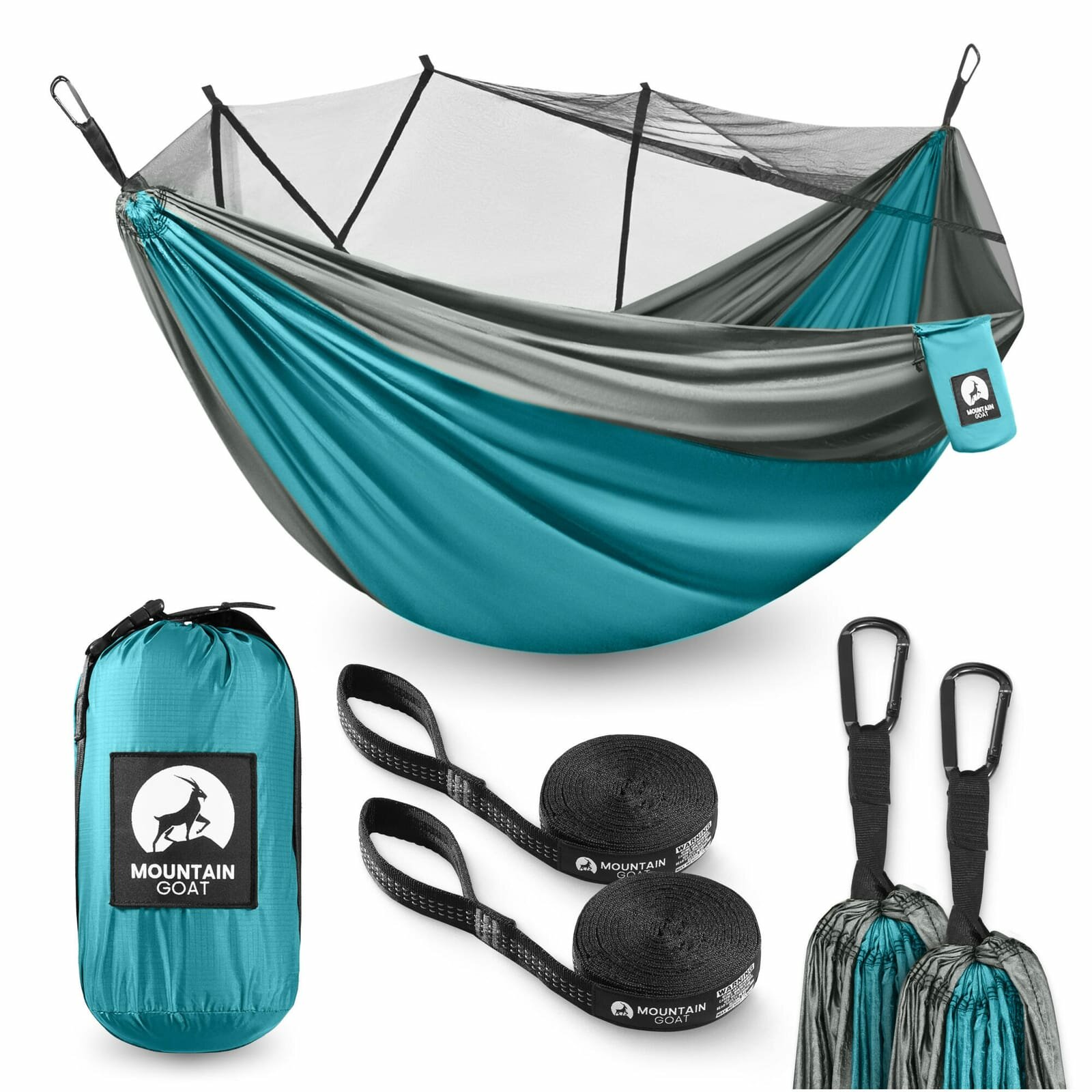 DECATHLON Гамак туристический Mountain Goat, синий/серый, 300x200 см, 200 кг