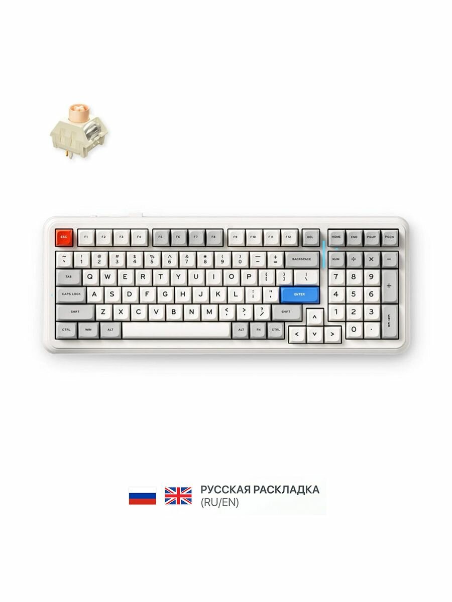 Механическая клавиатура Mchose K99 V2, 3 типа подключения, 98%, цвет Retro White, переключатели Icy Creamsicle Switch