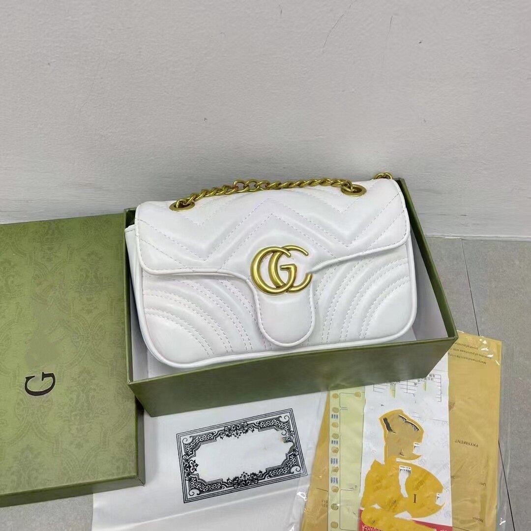 Женская сумка Double G, классическая стеганая сумка Gucci в стиле Chanel с цепочкой, модная сумка премиум-класса на плечо и через плечо.