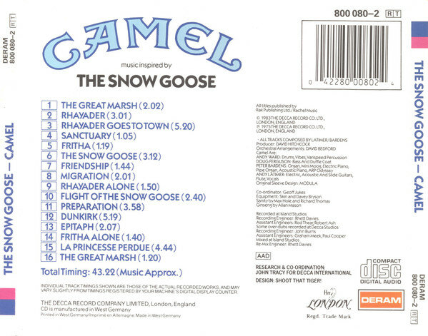Компакт-диск CAMEL - SNOW GOOSE(1975) (0 CD) — фото 1