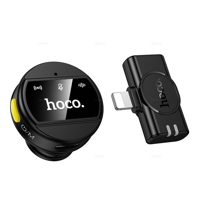 Беспроводной петличный микрофон с шумоподавлением Hoco L21 Charm Wireless Microphone, Lightning, 80 mAh, Черный