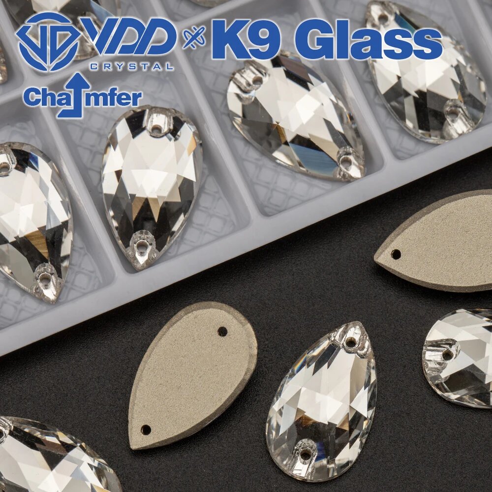 Стразы VDD Pear K9 стекло 11x18mm 24шт