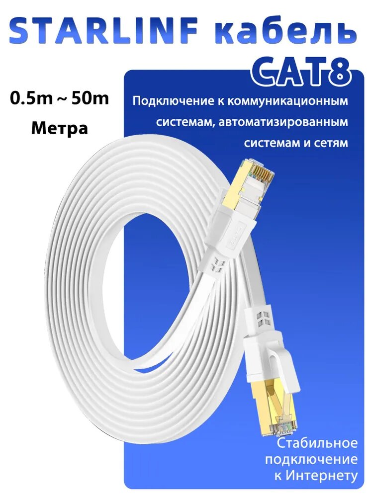 D-Sunty Кабель для интернет-соединения RJ-45/RJ-45, 25 м, белый