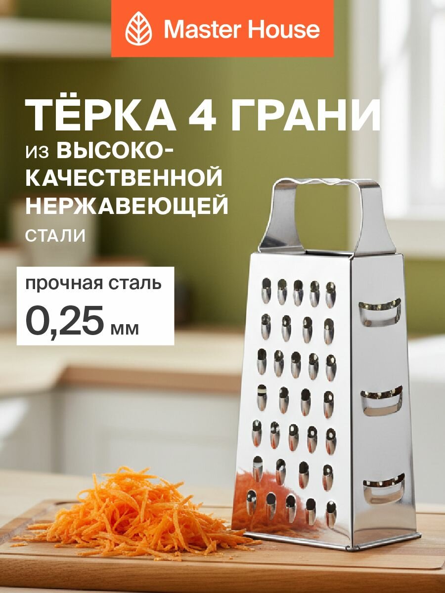 Терка для овощей Master House Аквамарин четырехгранная