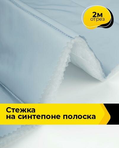Ткань для шитья курточная теплая Cтежка на синтепоне полоска 10см 2 м*150 см, цвет голубой