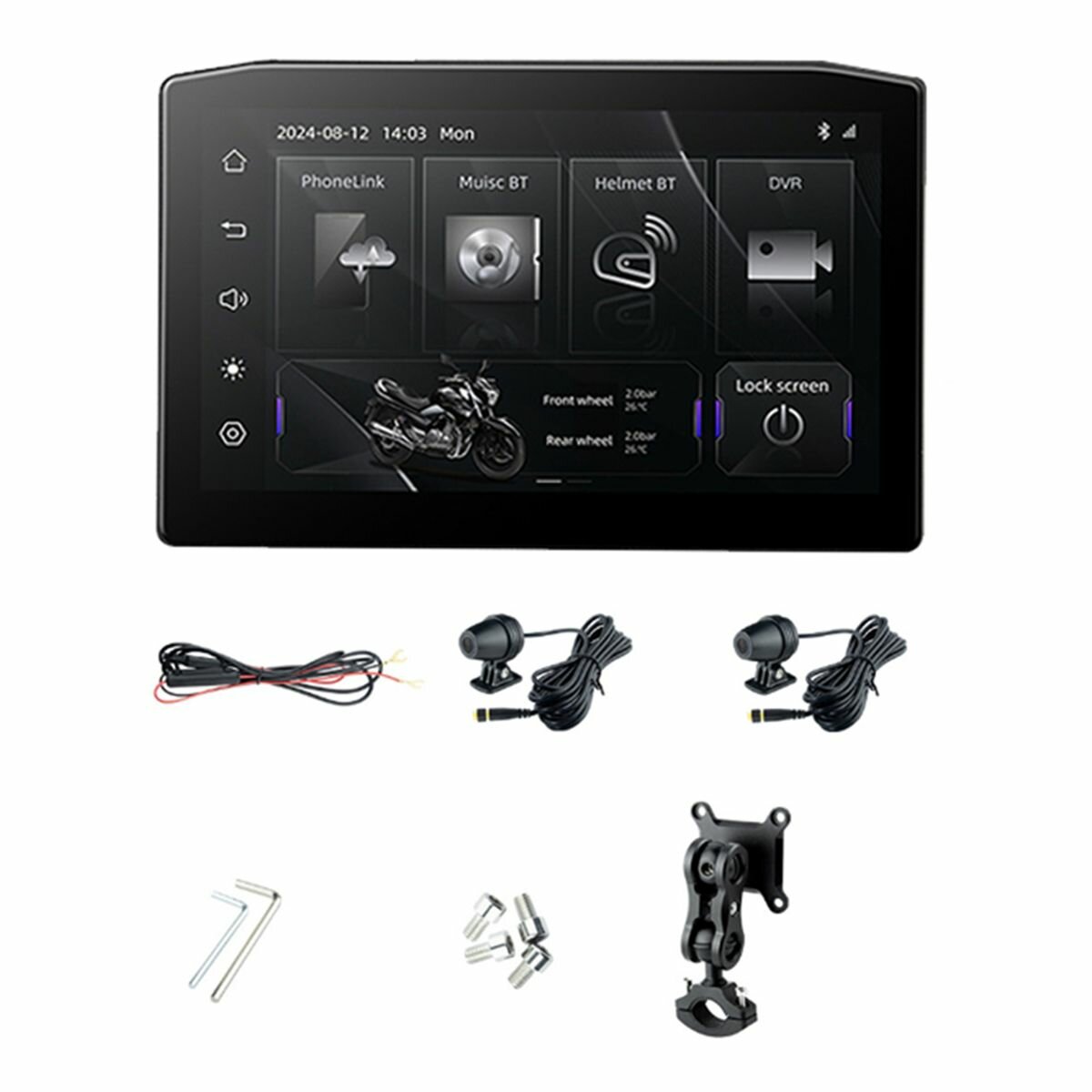 Съёмный экран навигации для мотоцикла 6,25" беспроводной CarPlay Android Auto IP67 с DVR и фронт/задней камерами