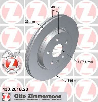 Диск тормозной OPEL Insignia ZIMMERMANN 430261820
