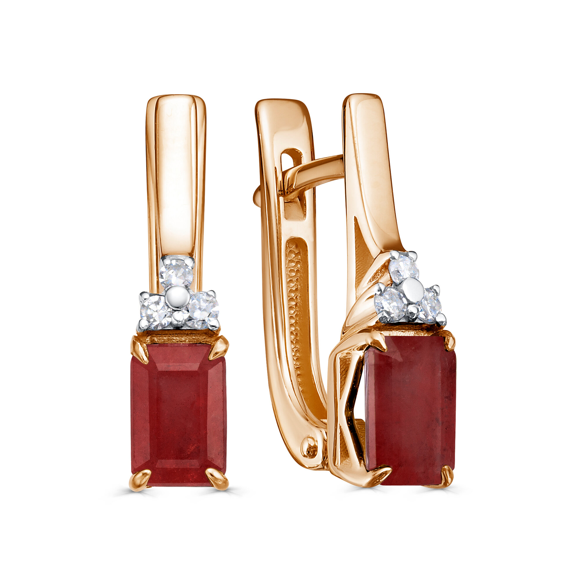 Серьги, красное золото, 585 проба, бриллиант